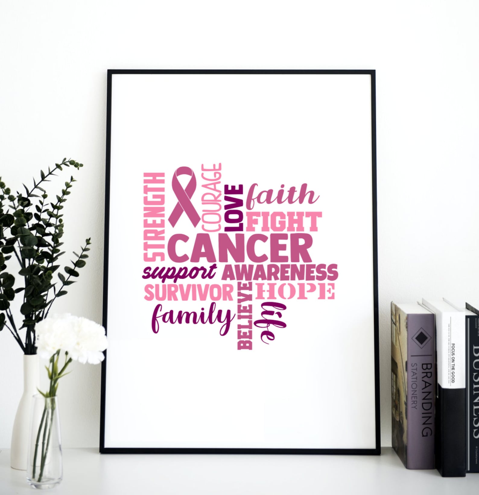 Cancer Awareness Word Art | Instant Graphic Download Pink Breast Cancer ...