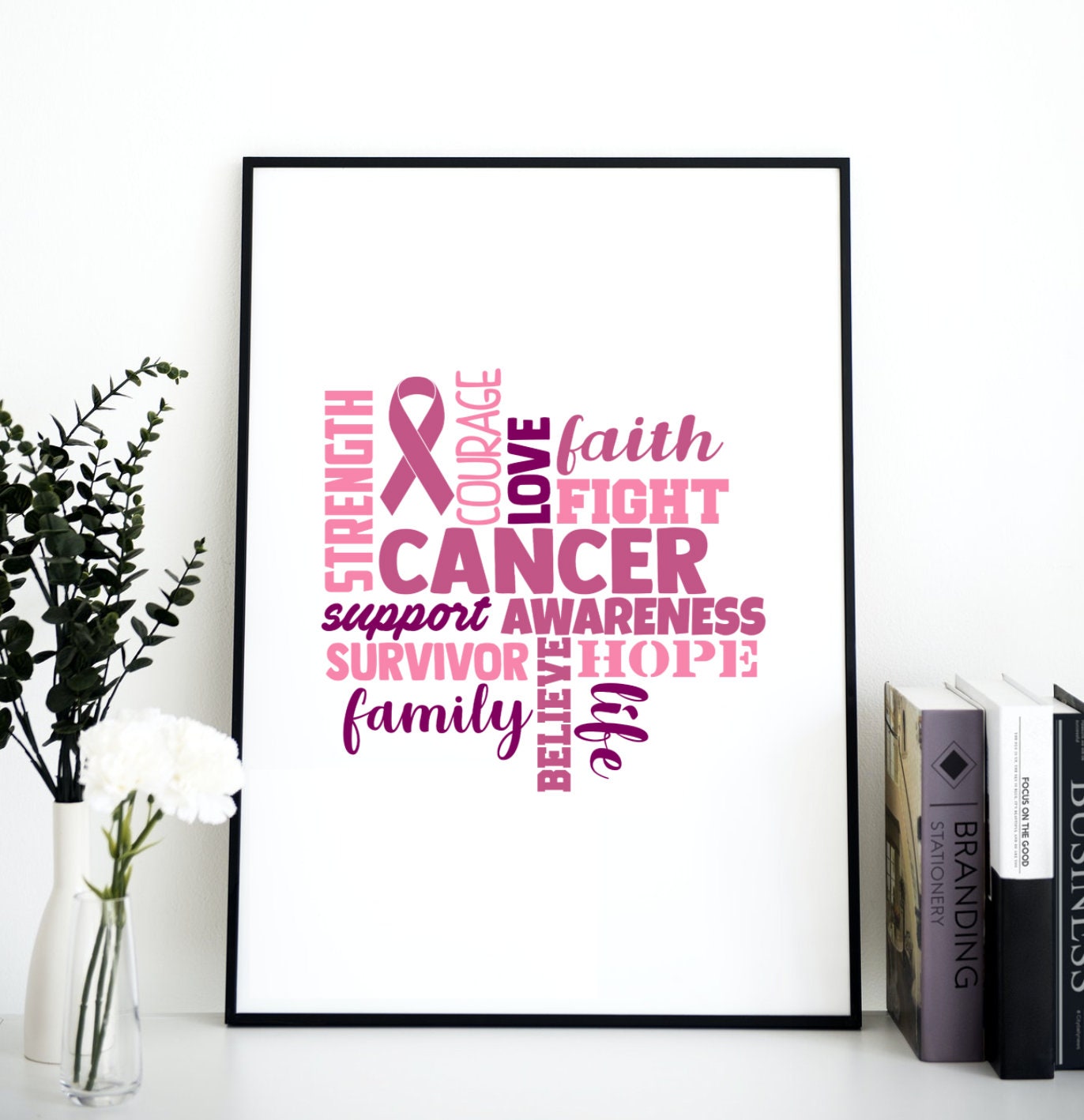 Cancer Awareness Word Art | Instant Graphic Download Pink Breast Cancer ...