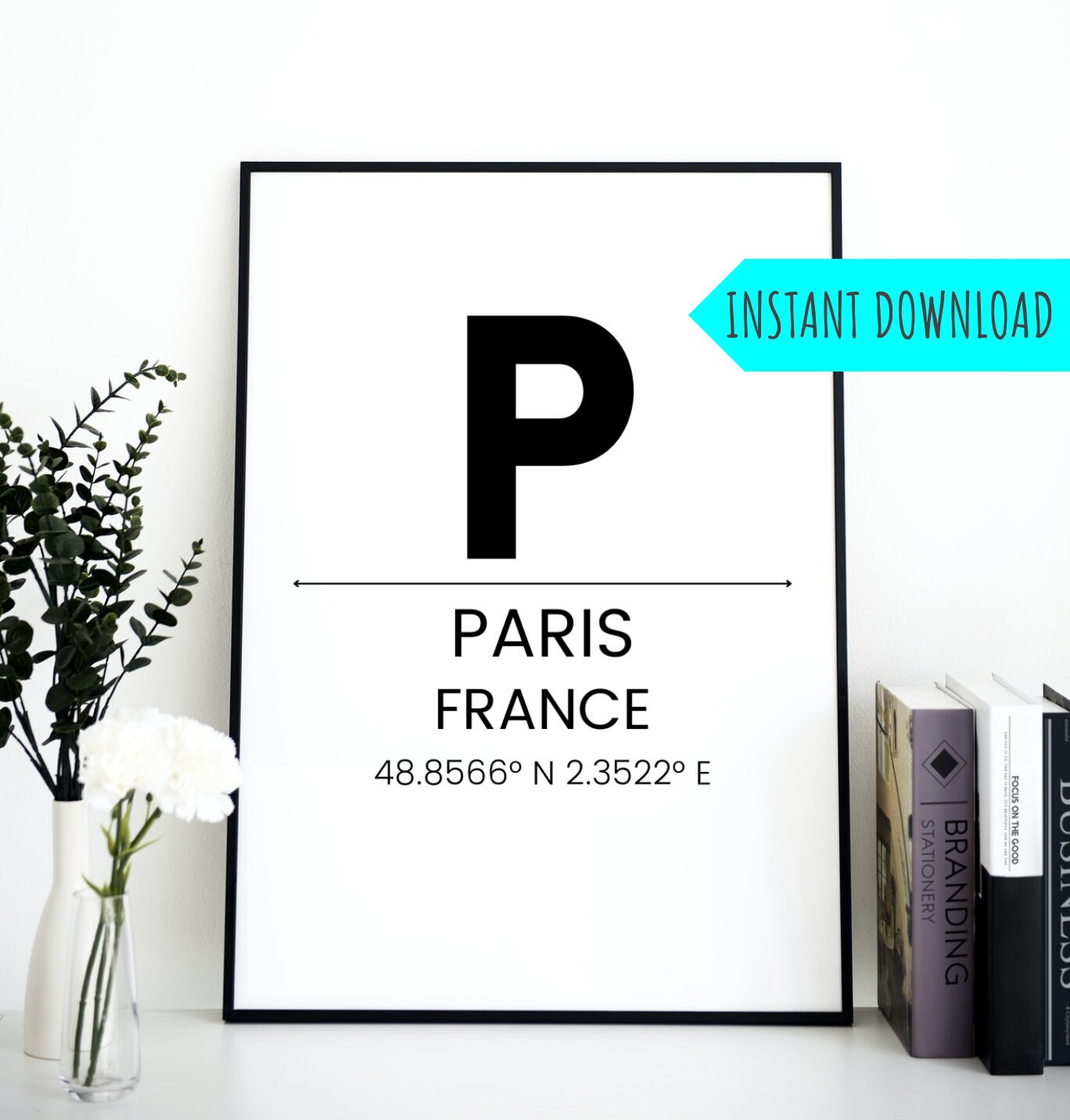 Paris France City Coordinates Instant Printable Download svg | Etsy