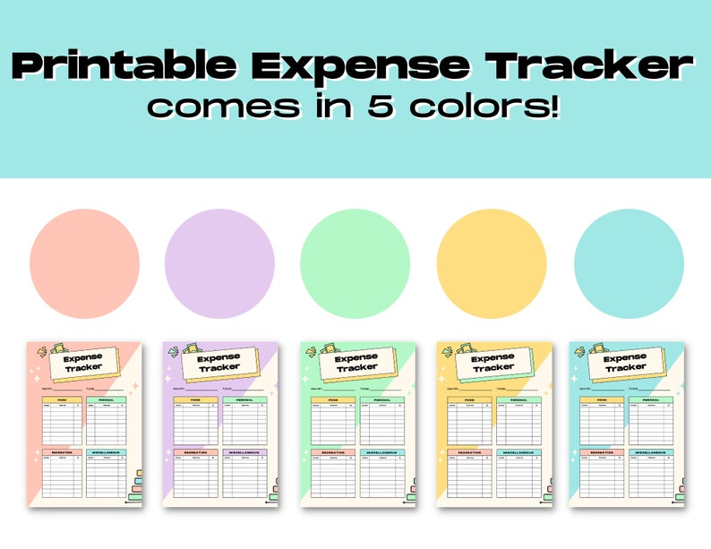 Colorful Monthly Expense Bill Tracker 8.5x11 Printable - Etsy