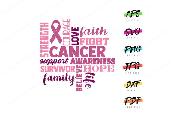 Cancer Awareness Word Art Instant Graphic Download Pink - Etsy