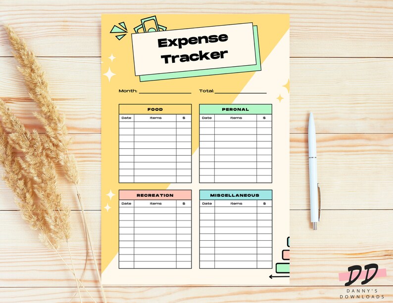 Colorful Monthly Expense Bill Tracker 8.5x11 | Printable Instant ...