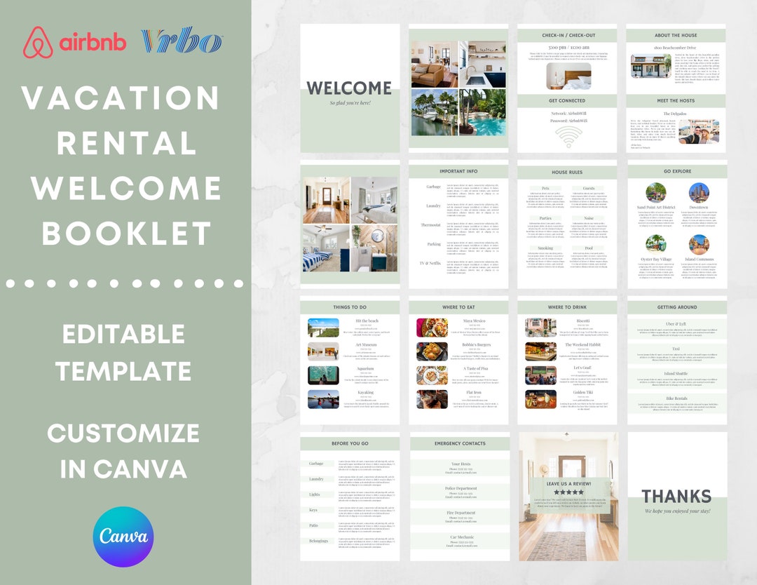 Vacation Rental Welcome Booklet, Airbnb VRBO Guest Book, Host Manual ...