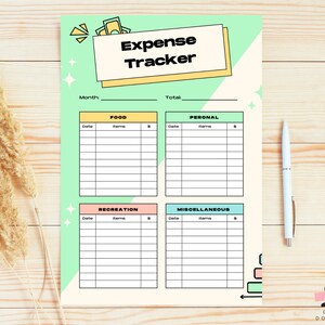 Colorful Monthly Expense Bill Tracker 8.5x11 | Printable Instant ...