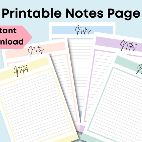 Printable Notes Page 8.5x11 Instant Download PDF Lined Notes - Etsy