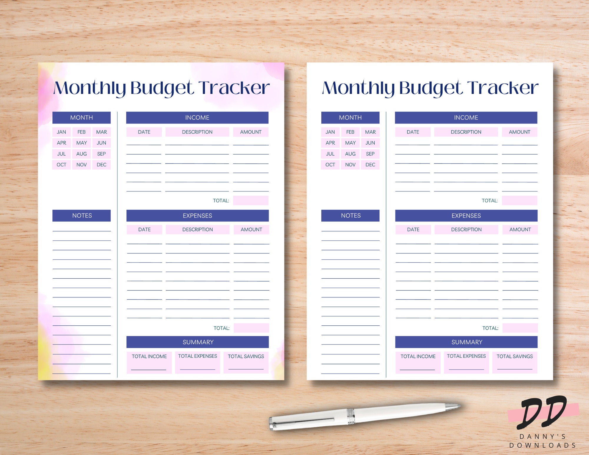 Monthly Budget Tracker PDF Bundle - 8.5x11 - Bills Savings Expense Log ...