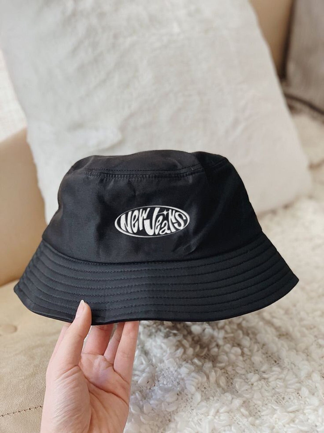 Newjeans Logo Embroidered Bucket Hat Cap, Summer, New Jeans, Newjean ...