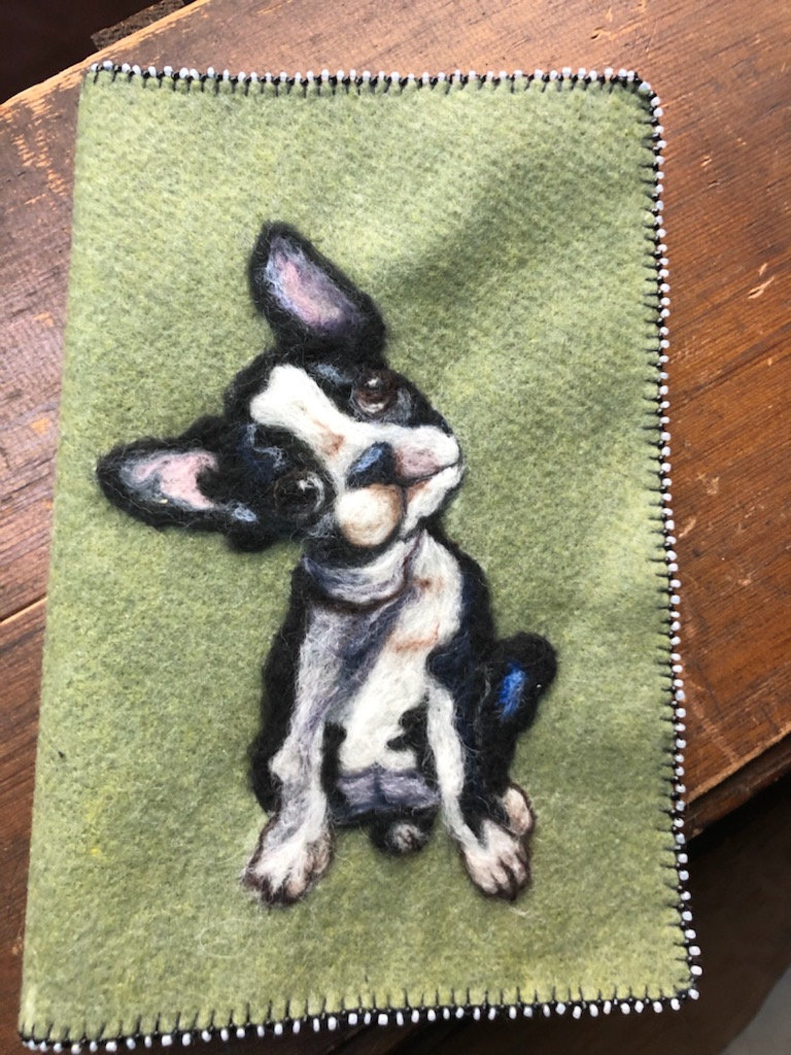 Boston Terrier Hand Felted Book Cover - Etsy