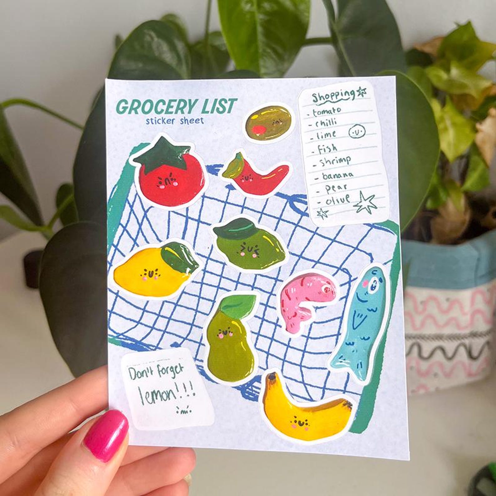 Grocery List Sticker Sheet, Food Clay Cute Scrapbook - Etsy