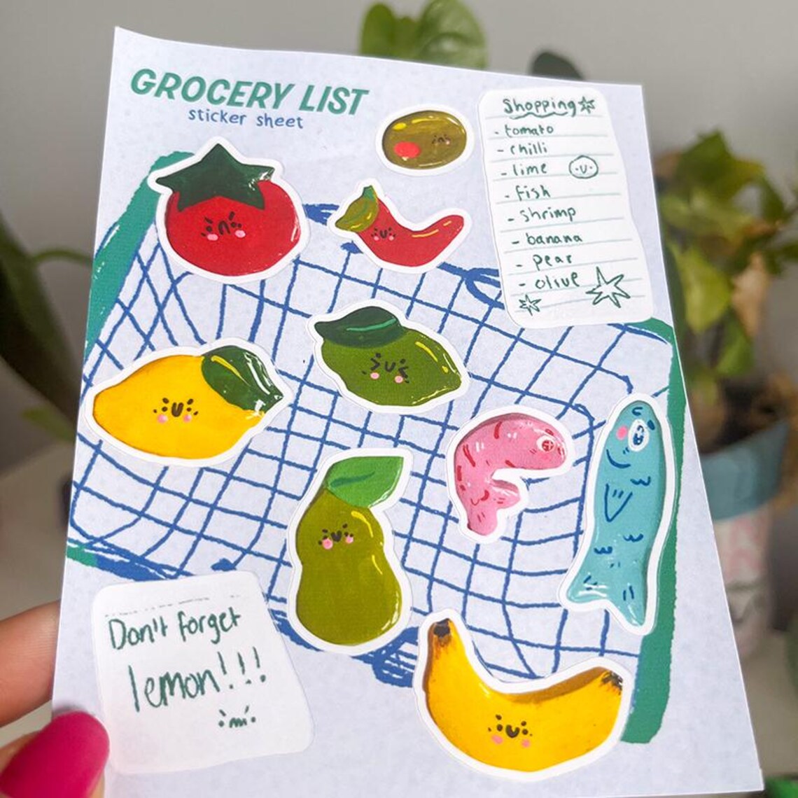 Grocery List Sticker Sheet, Food Clay Cute Scrapbook - Etsy