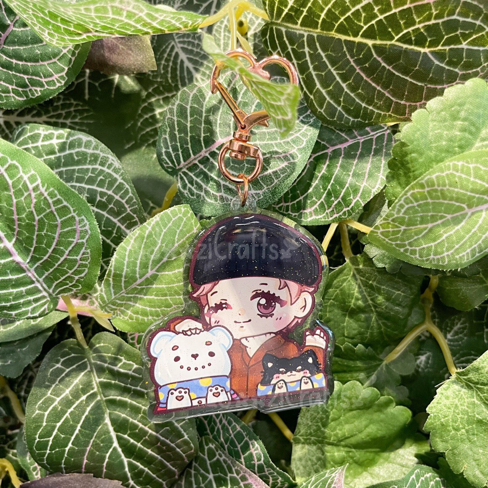 BTS V Winter Bear With Yeontan | Double Sided Printing With Glitter - Etsy