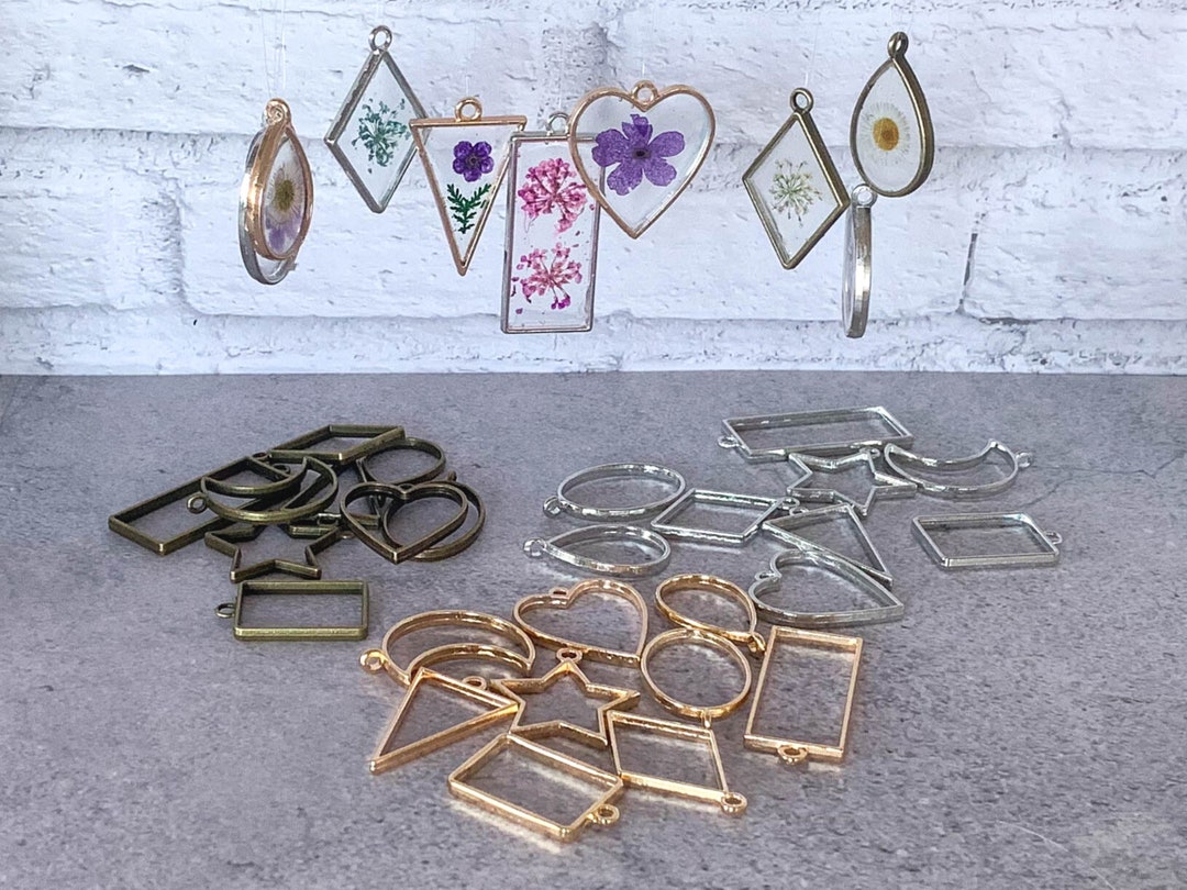 Open Bezels: Resin Jewelry Pendants, 9 Shapes, Gold, Silver, Bronze - Etsy