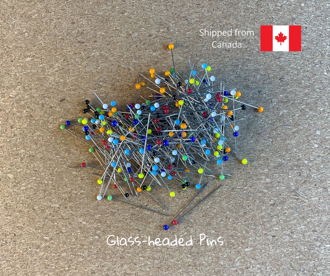 Glass Headed Pins, Packs of 100 / 250, Fabric Pins in 10 Colors ...