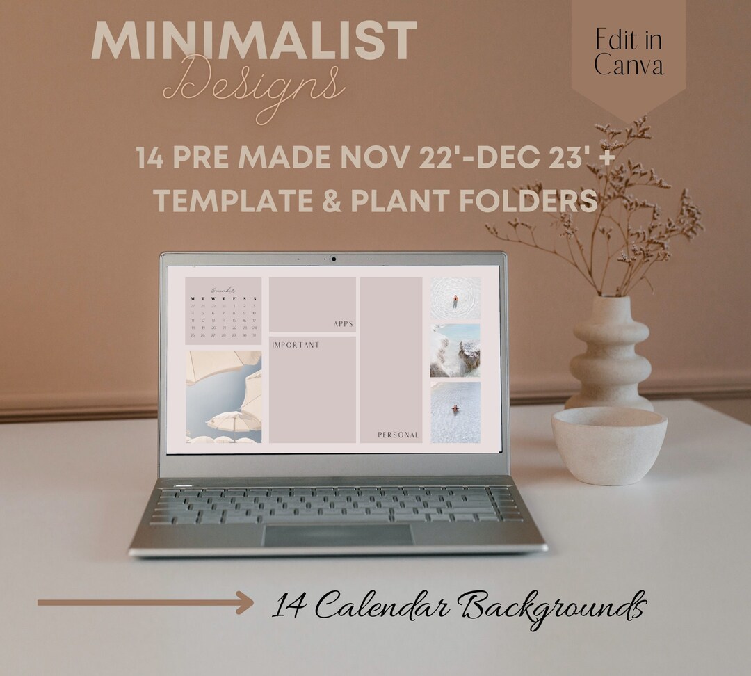 NOV 2022 - DEC 2023 White/clean Aesthetic Desktop Wallpaper Organizer ...