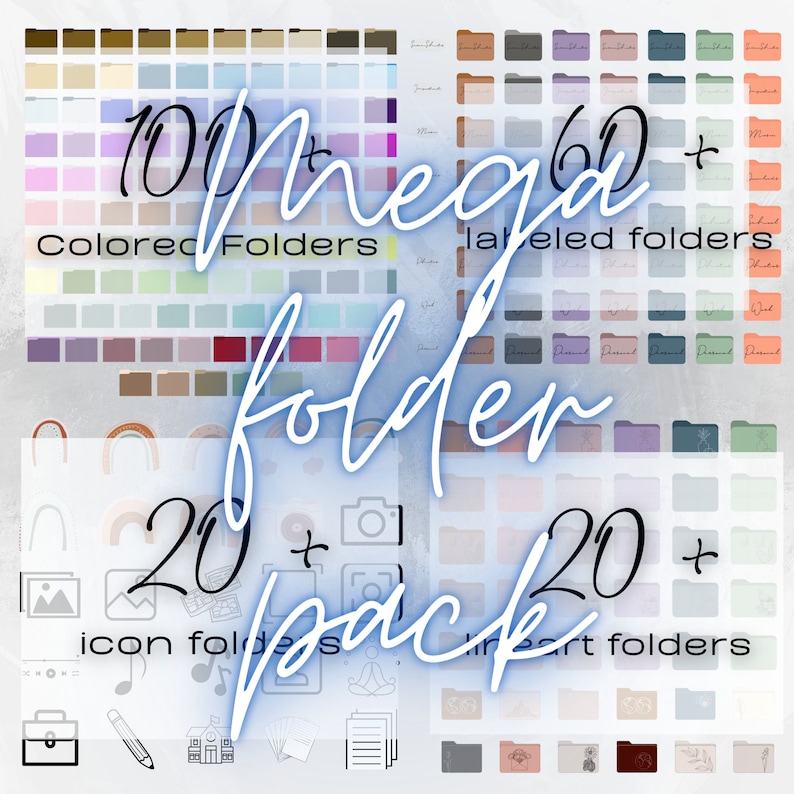Mega Folder Pack 200+ Folders/icons for Your Desktop (labeled Folders ...