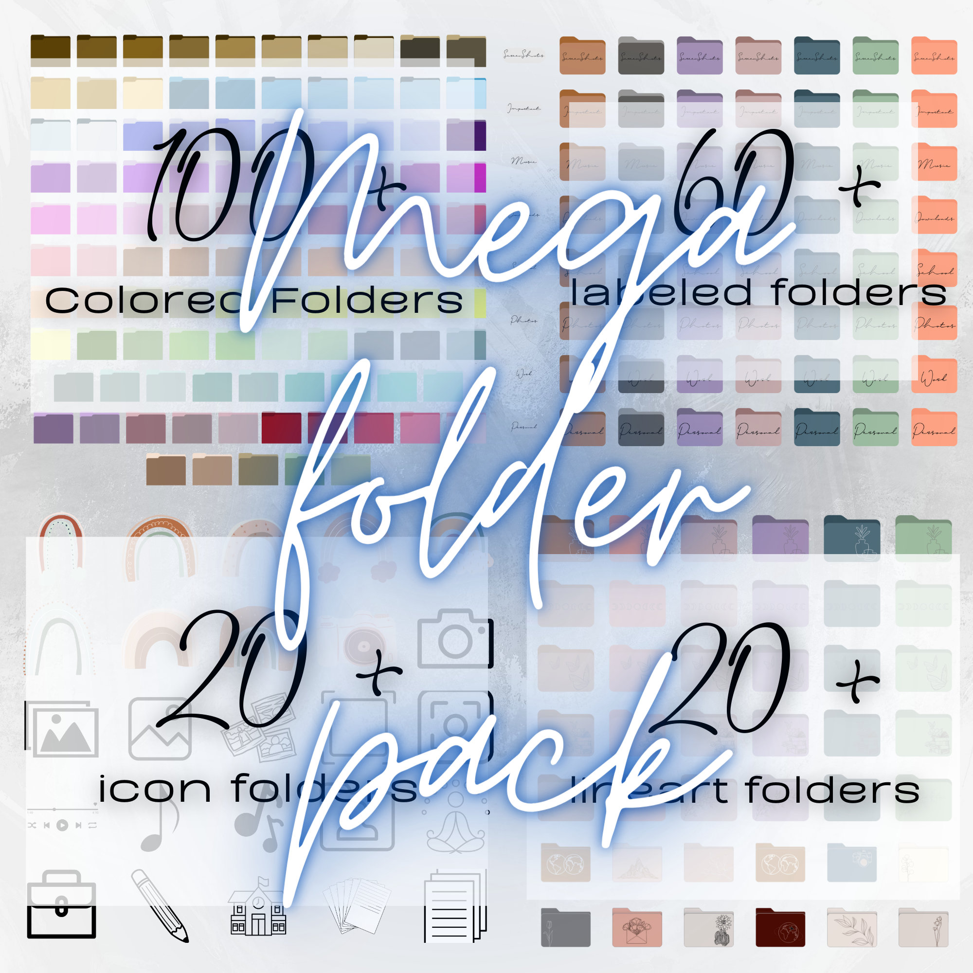 Mega Folder Pack 200 Folders/icons for Your Desktop labeled Folders ...