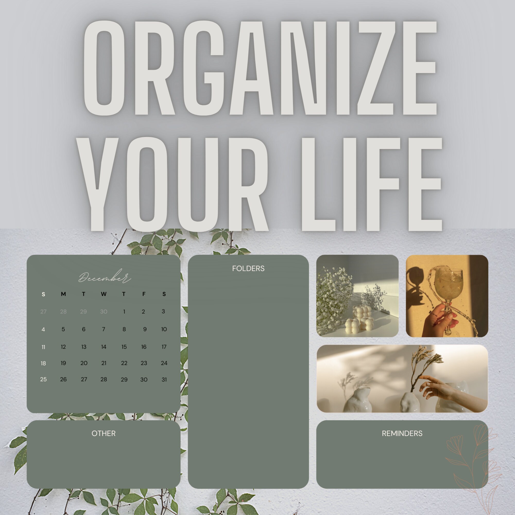 OCT 2022 DEC 2023 Green Aesthetic Desktop Wallpaper Organizer for the ...