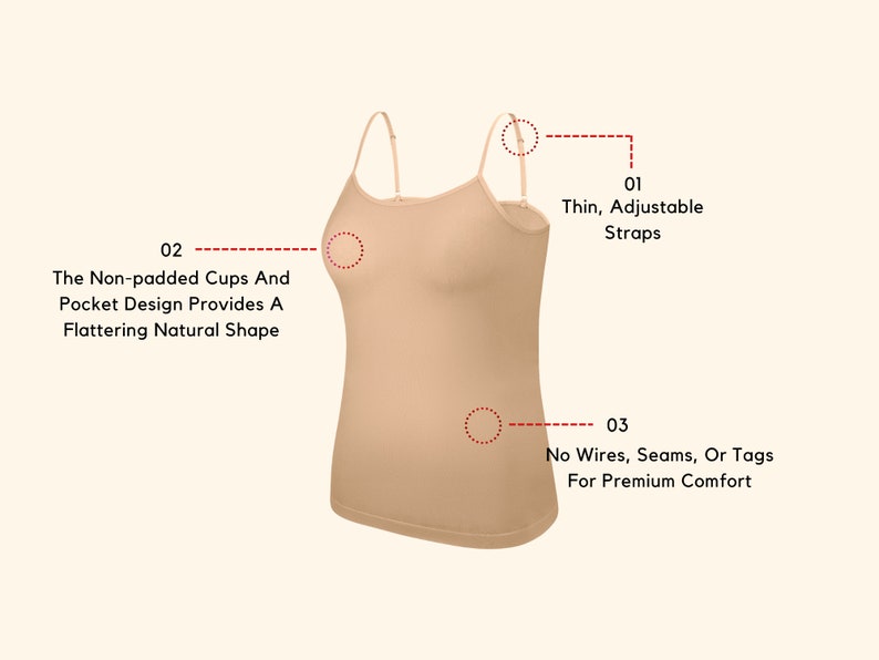 Wire-free Seamless Camisole, Adjustable Spaghetti Strap Cami Top, Women ...