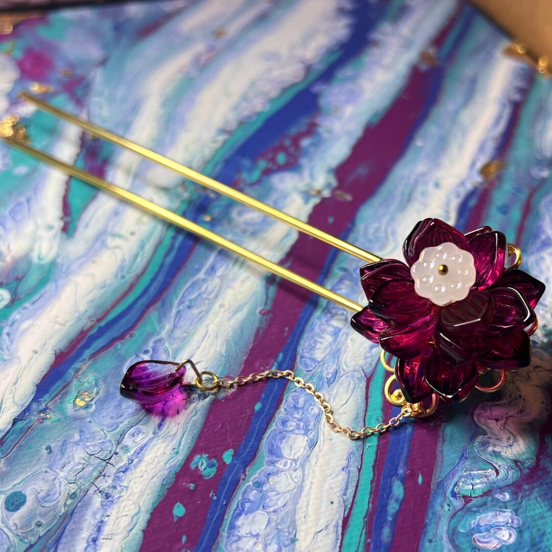 Dreamy Rose Pink Lotus Hair Pins - Etsy
