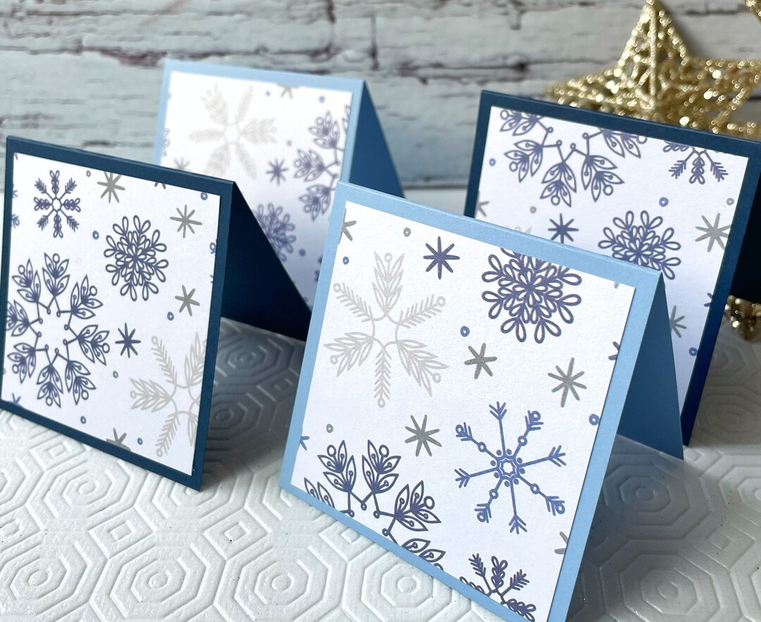Mini Christmas Cards Pack Assorted Small Cards Snowflake Mini Card Set ...