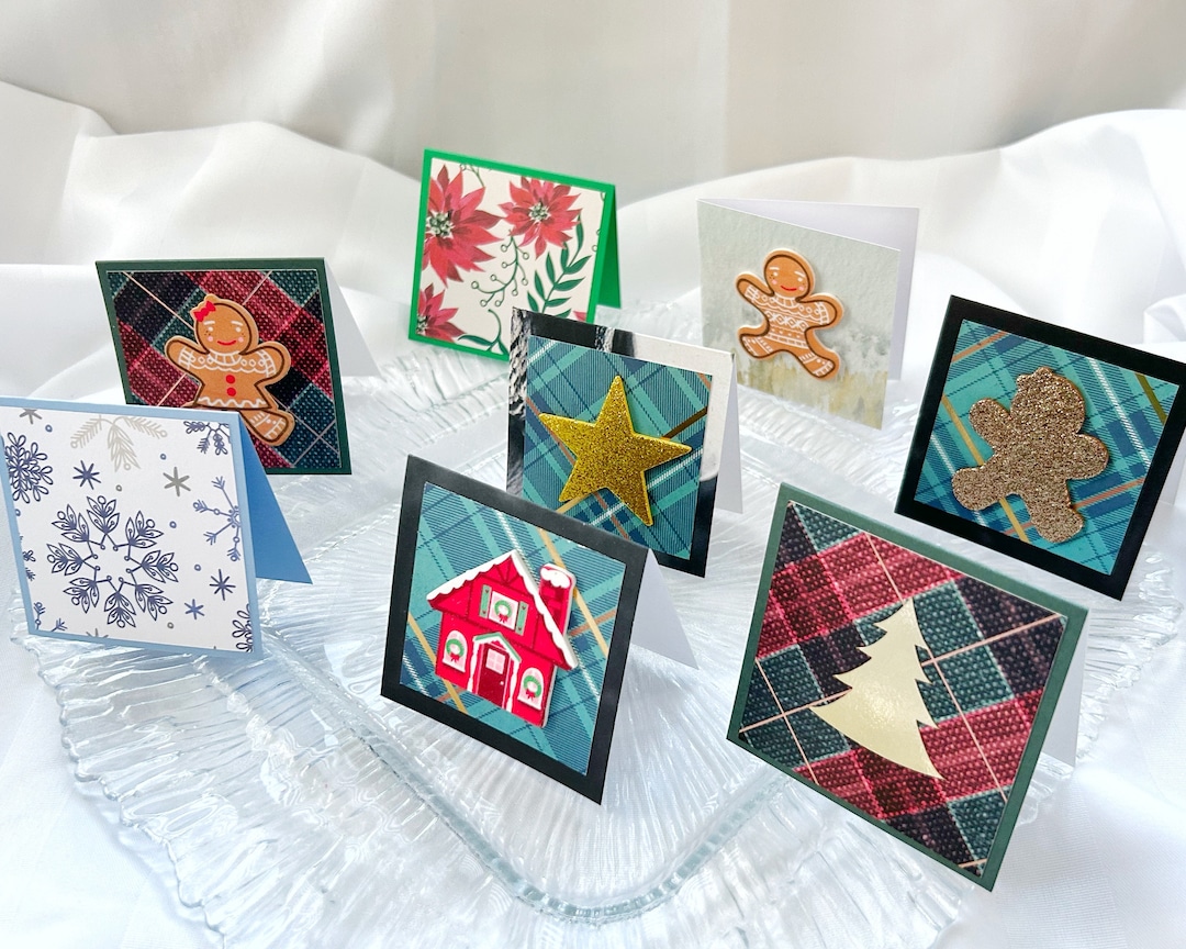 8 Mini Christmas Cards Pack Holiday Cards Christmas Tags Christmas ...