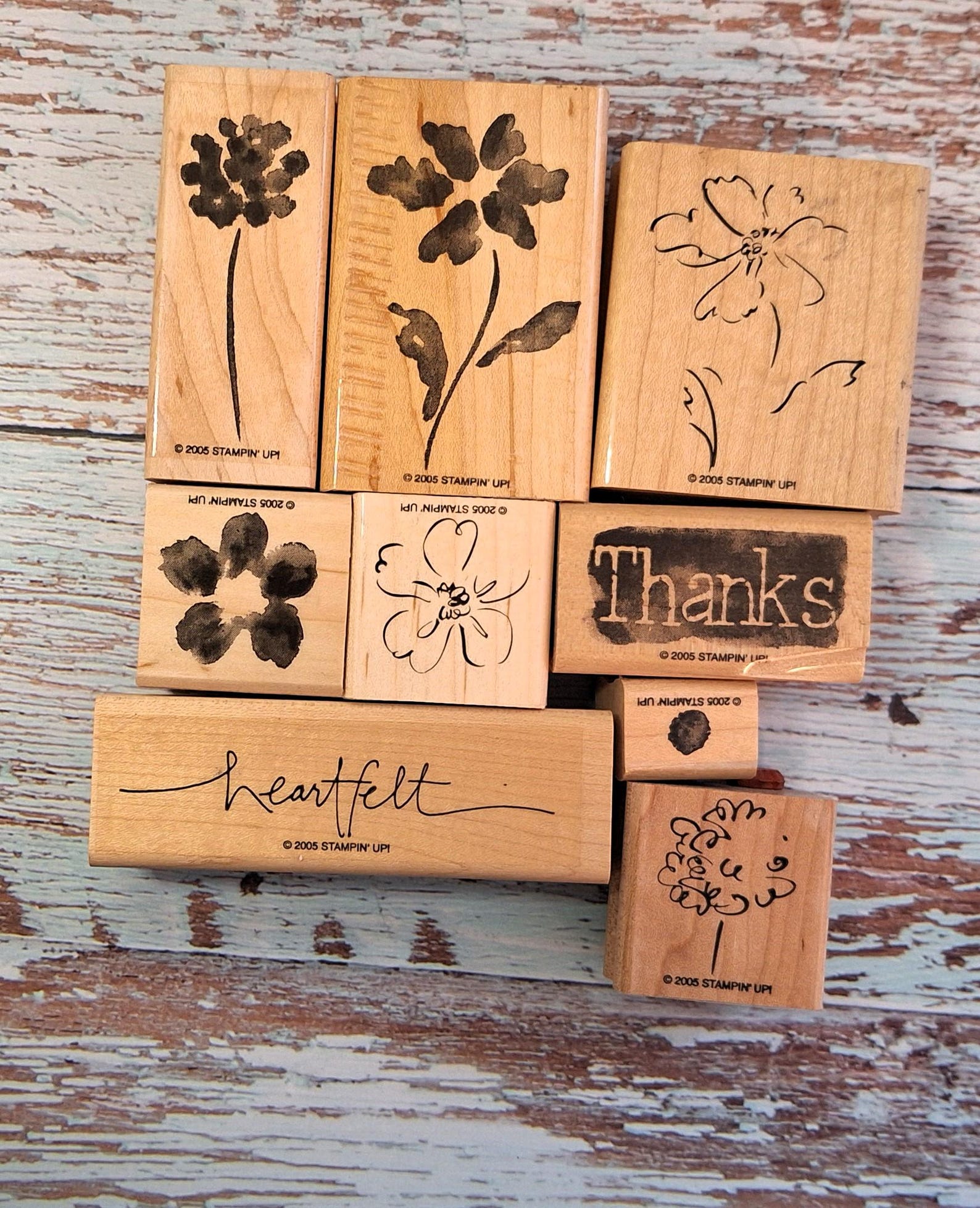Retired Stampin' Up! Stamp Set: Heartfelt Thanks. Wood Mounted. Gently ...