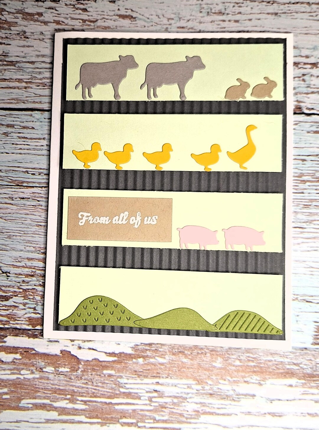 Farm Animal Birthday Card: Handmade Group Card for Coworkers - Etsy