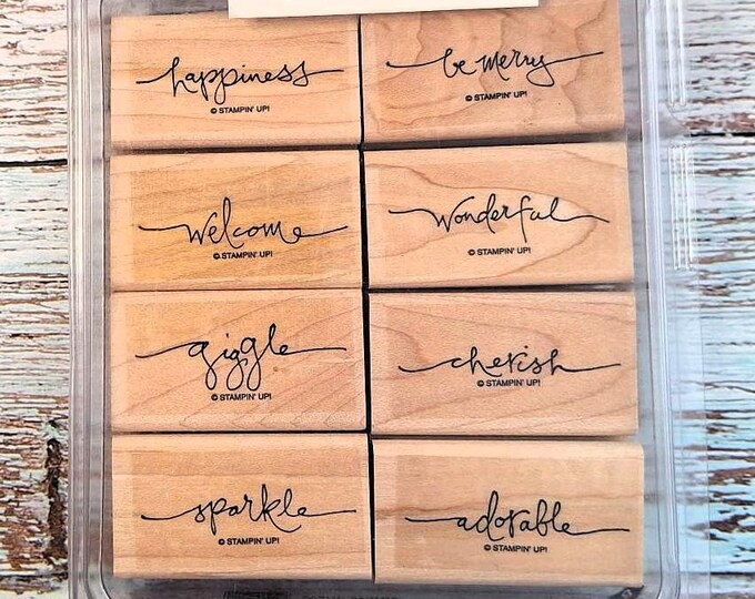 Retired Stampin' Up! Stamp Set: Warm Words. Set of 8 Wood Mounted ...