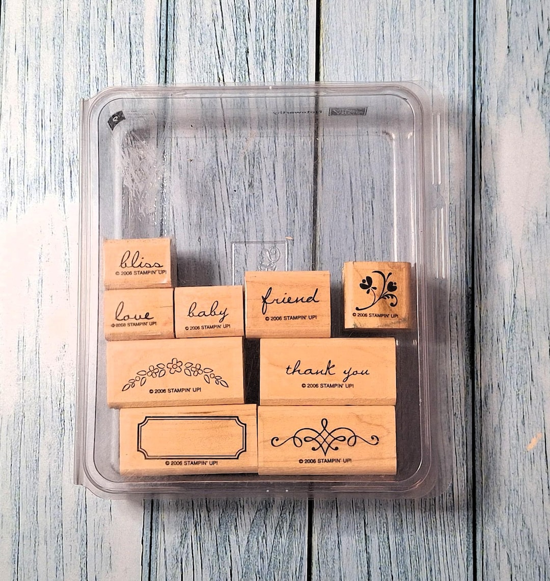 Vintage (2006) Stampin' Up! Stamp Set: "noteworthy". 9 Wood Mounted ...