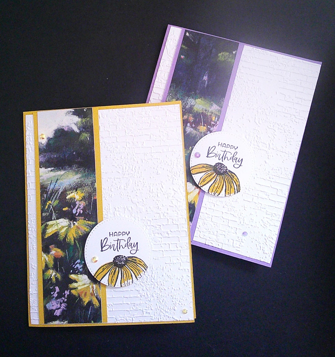 Set of 2 Handmade & Hand-stamped Birthday Cards. Free Shipping. Send ...