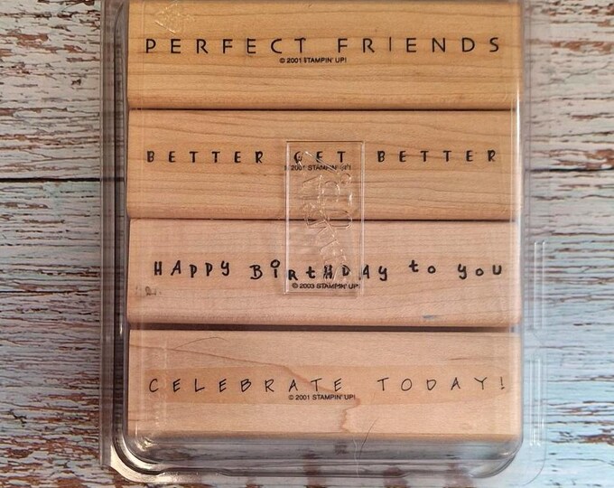 Vintage (2001) Stampin' Up! Wood Mounted Rubber Stamps: Simple Sayings ...