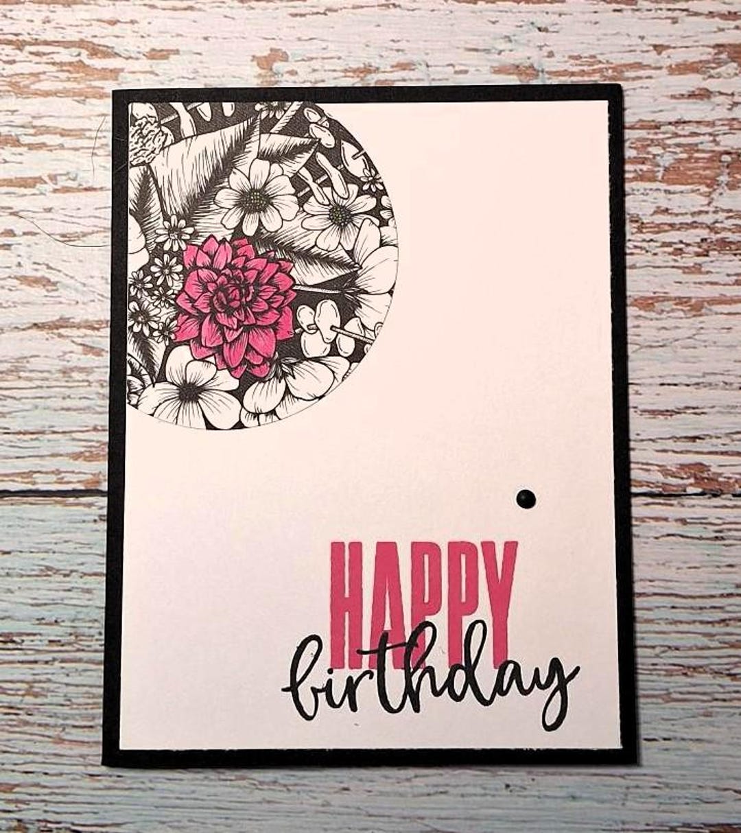Birthday Card. Pink Floral Focal Point. Handmade - Etsy