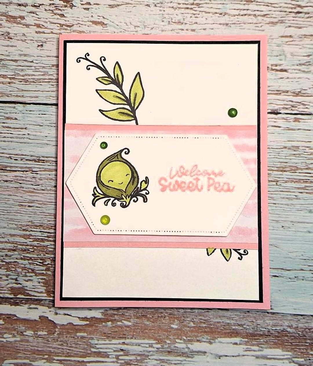 Handmade Welcome Sweet Pea Card: Pink Newborn Baby Card - Etsy