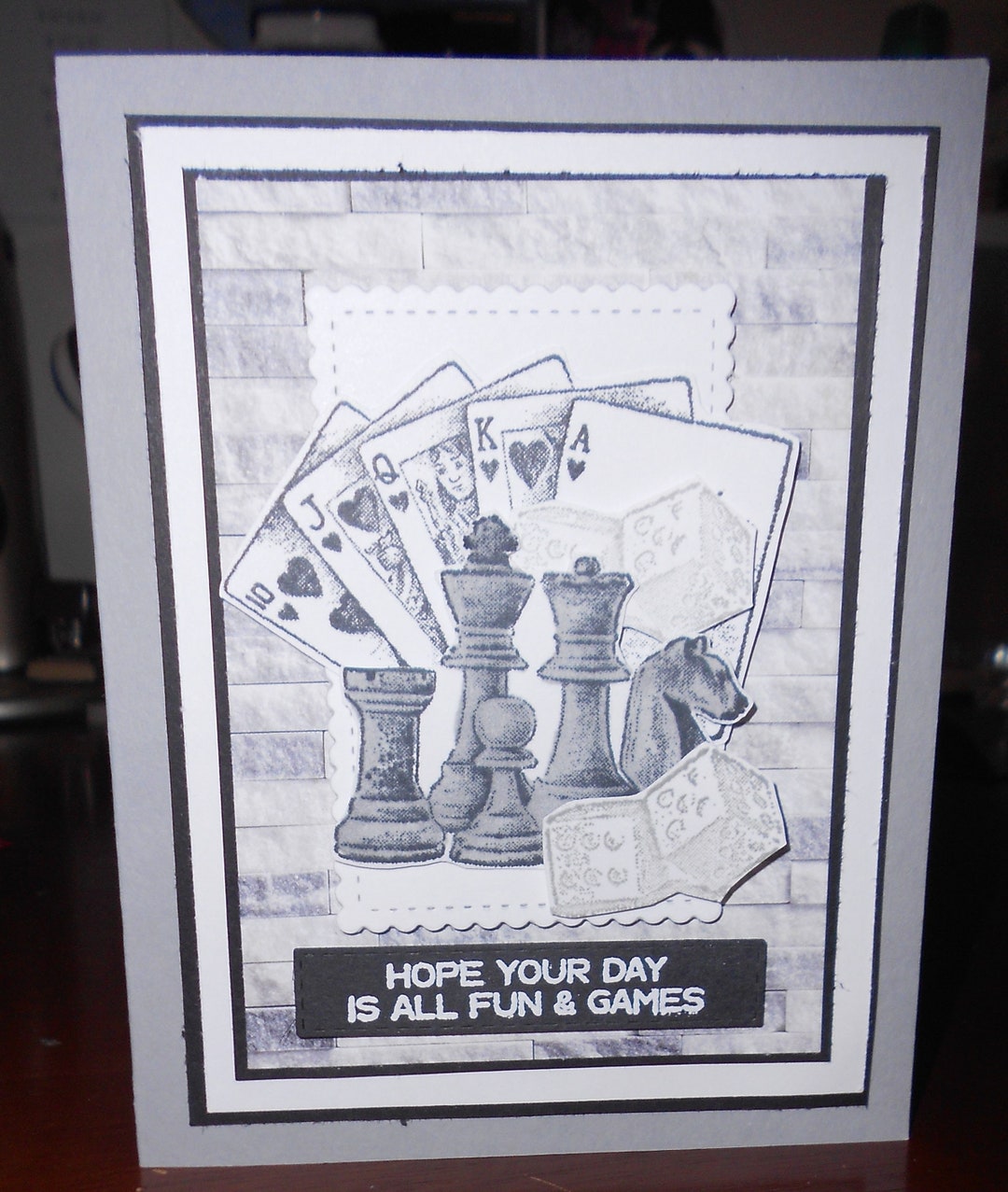 Hand-stamped Birthday Card for Your Favorite Gamer. Monochromatic in ...