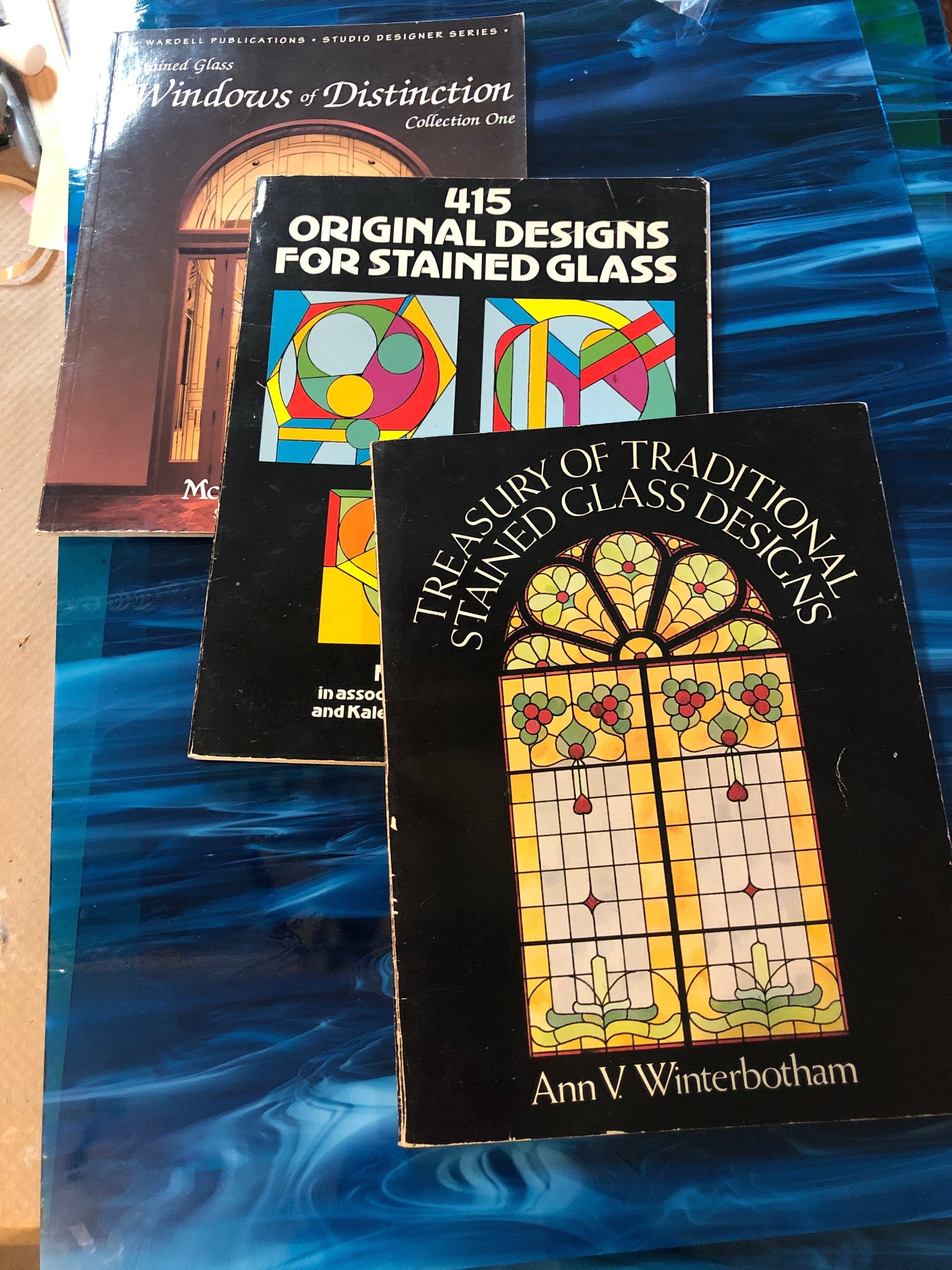Three Stained Glass Books Used But Still A Lot Of Life Left Etsy