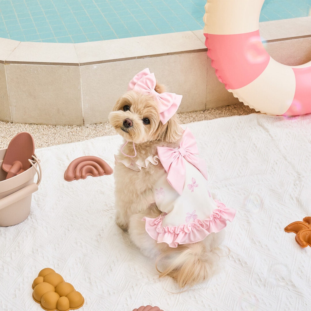 Summer Pink Swimsuit Dress Dog Clothes Dog Clothing Dog, Puppy Dress ...