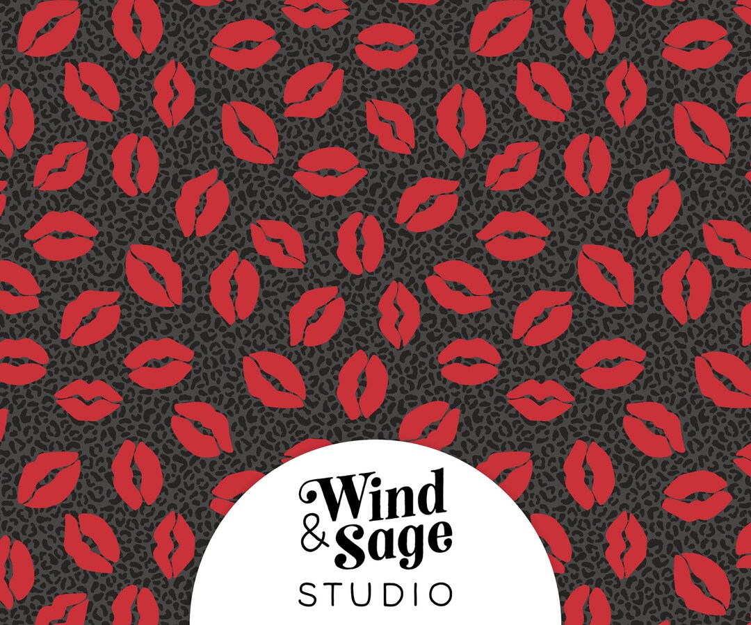 Leopard Print, Red Lips Pattern, Seamless Repeat Pattern for Commercial ...