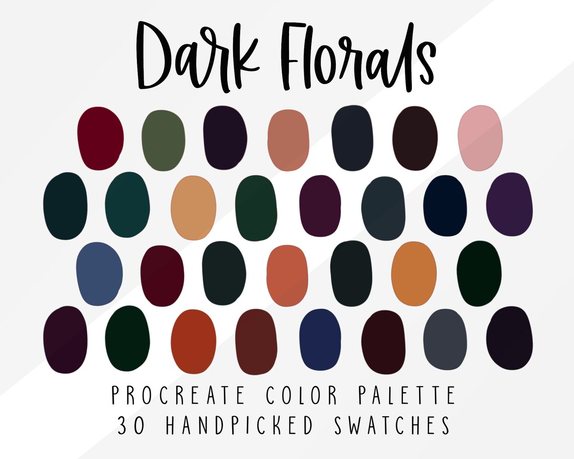 Dark Florals Procreate Color Palette Procreate Palette - Etsy