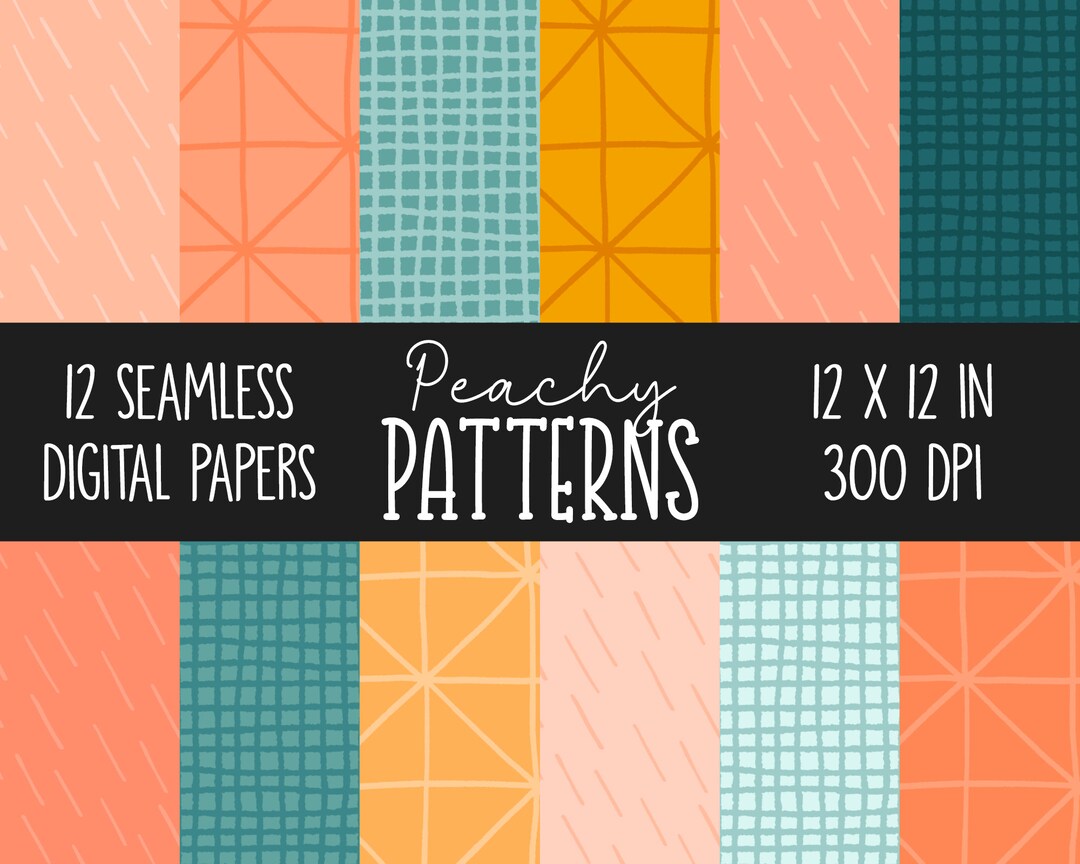 Peachy Patterns Digital Paper, Seamless Pattern, Peach Scrapbook Paper ...