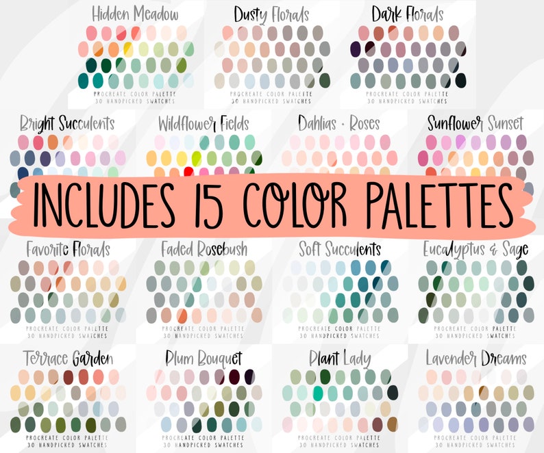 Floral Color Palette Bundle Procreate Color Palette | Etsy