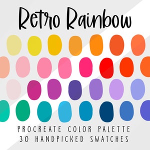 Retro Rainbow Procreate Color Palette, Color Swatches, Vintage Color ...