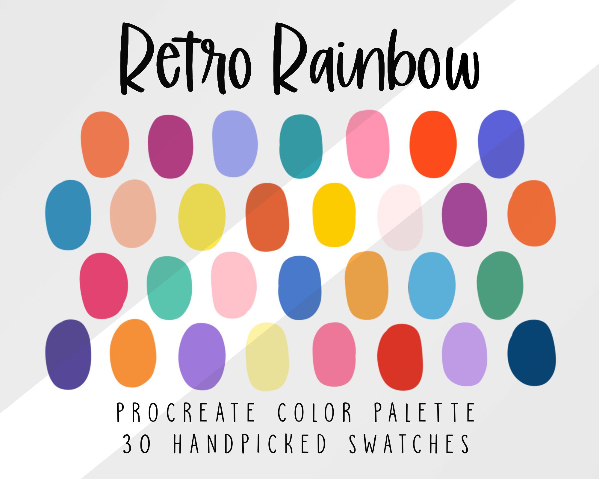 Retro Rainbow Procreate Color Palette Color Swatches Vintage | Etsy