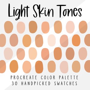 Light Skin Tones Color Palette for Procreate, Portrait Color Palette ...