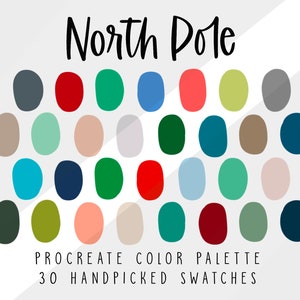 North Pole Colors, Winter Procreate Color Palette, Christmas Themed ...