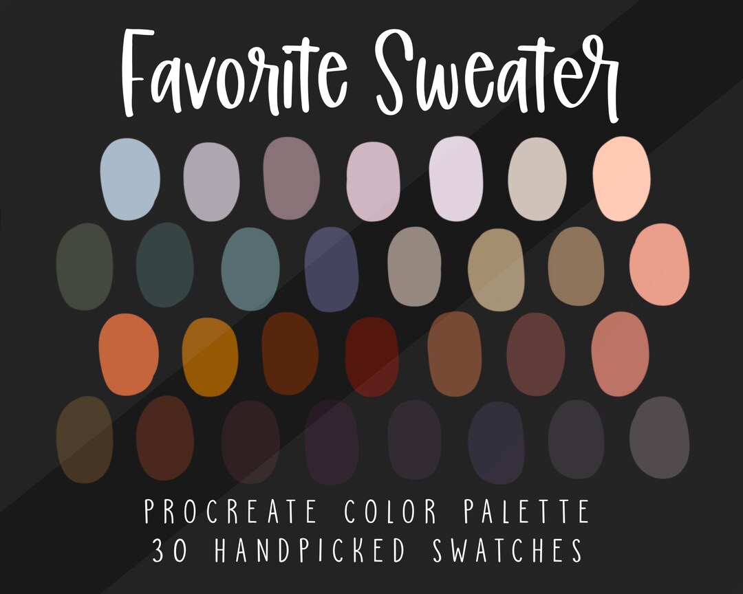 Favorite Sweater Fall Procreate Color Palette, Color Swatches, Digital ...