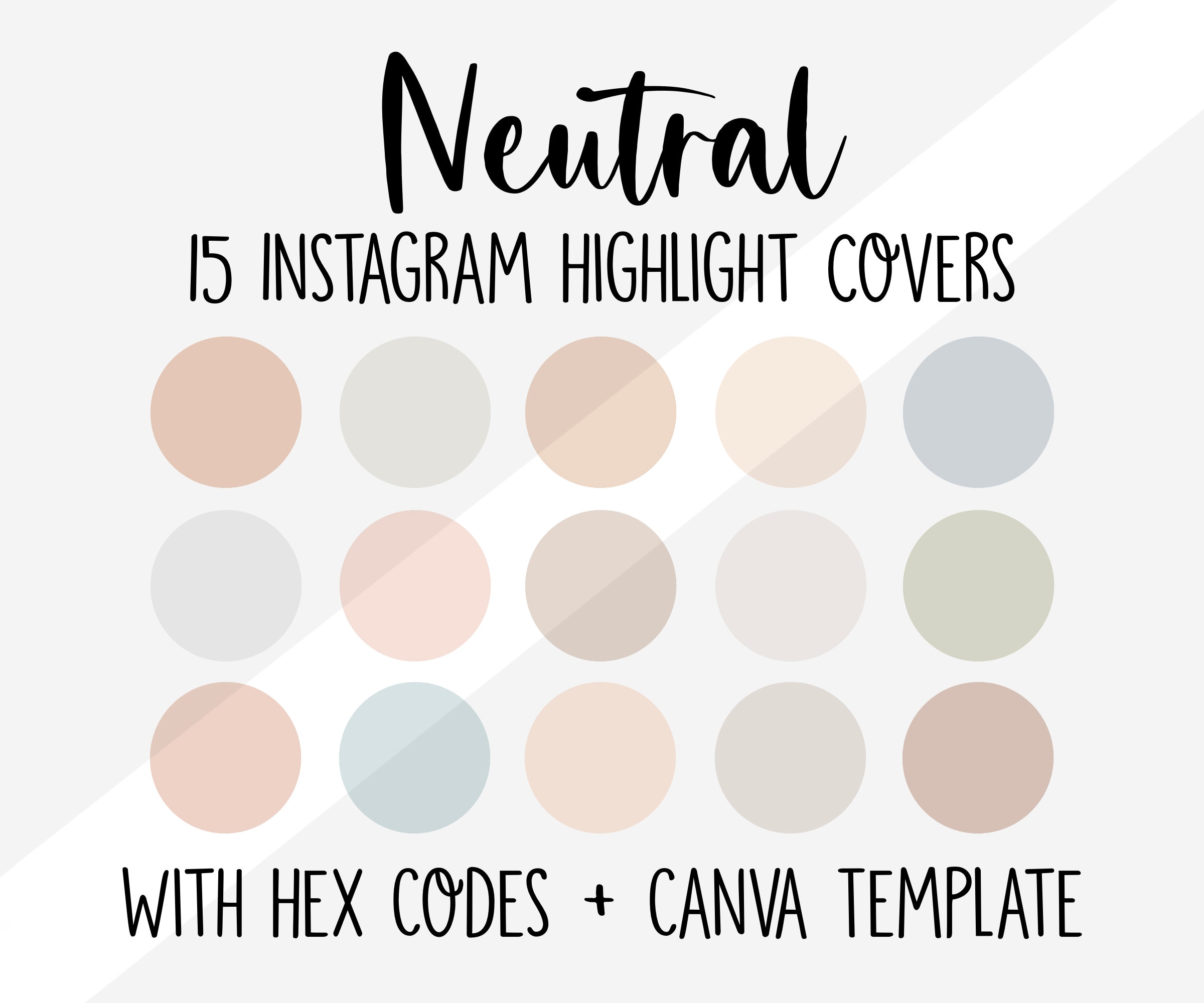 Neutral Solid Instagram Highlight Covers Editable Canva | Etsy