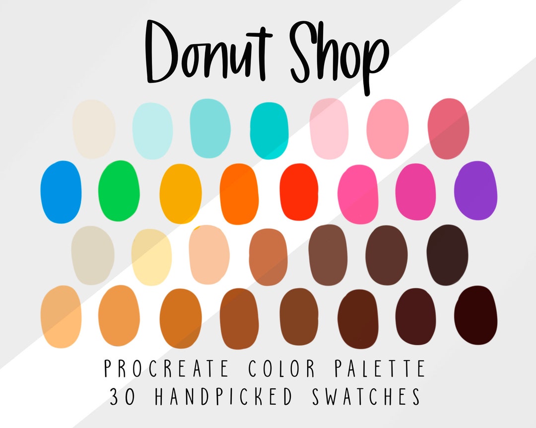 Donut Shop, Procreate Color Palette, Dessert Themed Color Swatches ...