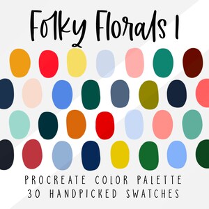 Folky Florals, Procreate Color Palette, Color Swatches, Procreate ...