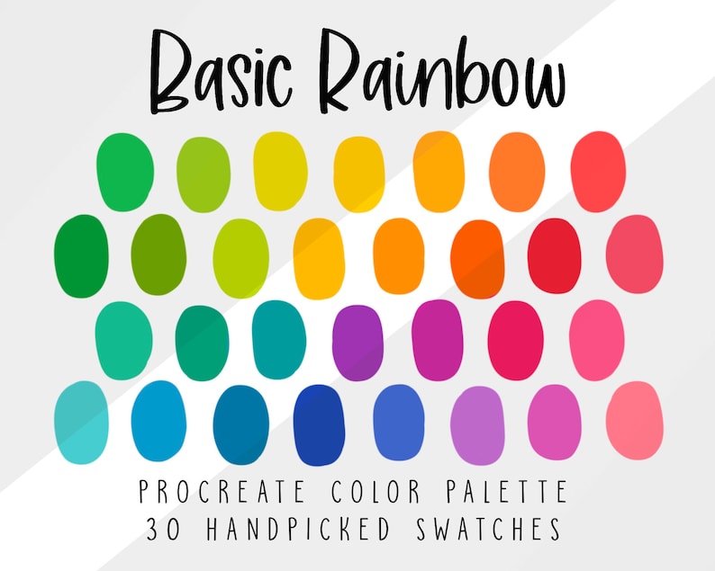 Basic Rainbow Color Palette Color Swatches Hex Codes | Etsy