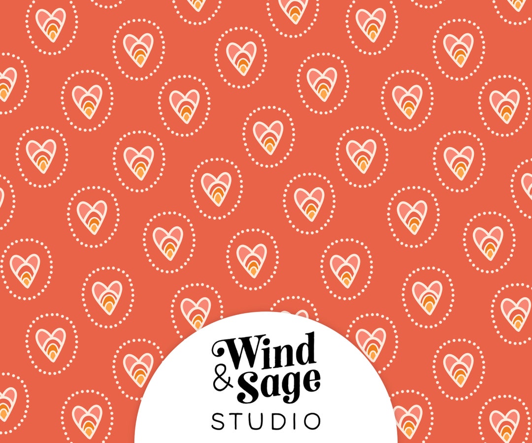 Boho Rainbow Hearts Pattern, Seamless Repeat Pattern for Commercial Use ...